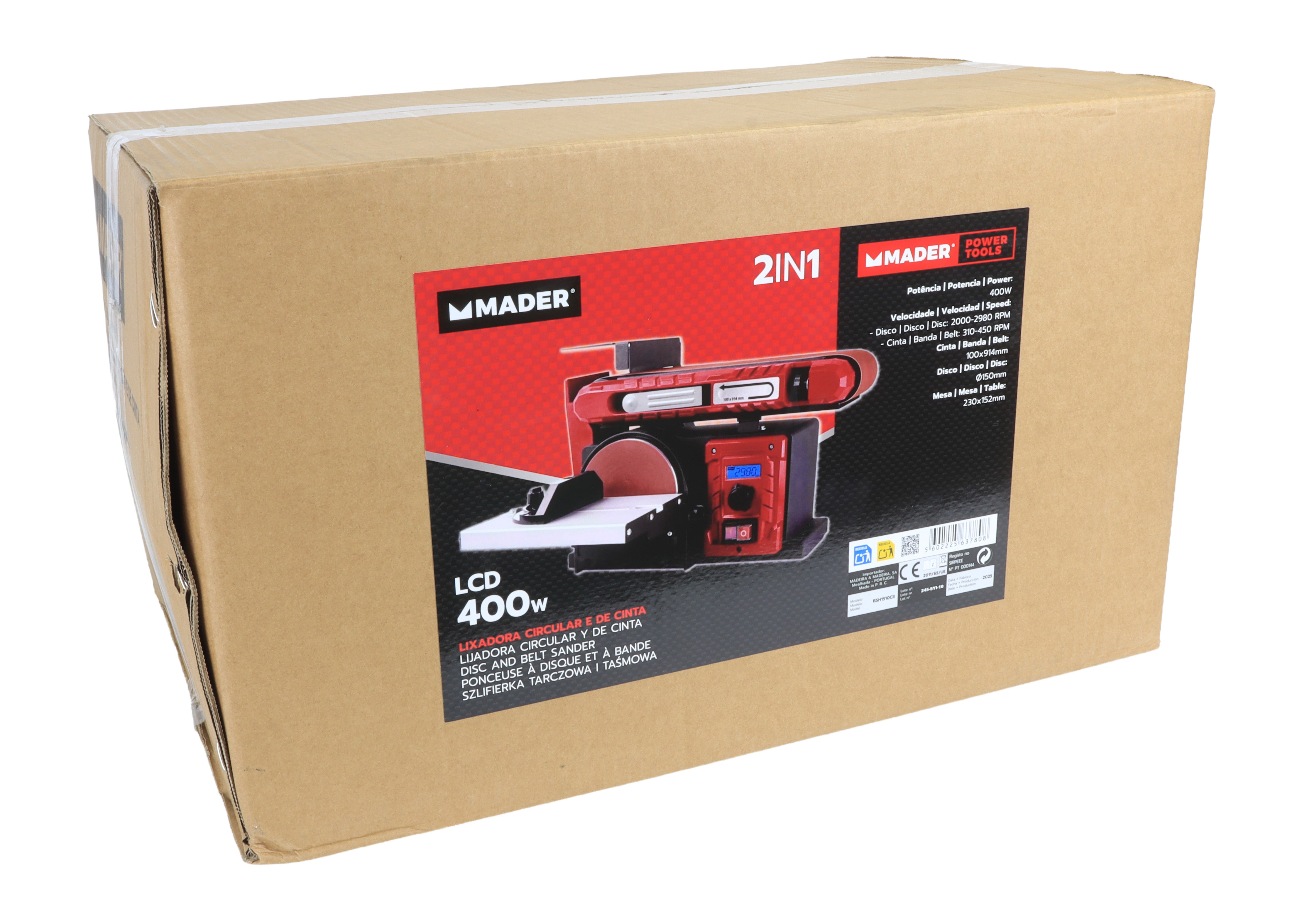 Lixadora 2 em 1, Circular + Cinta, com LCD, 400W | REF 63780 - MADER ...